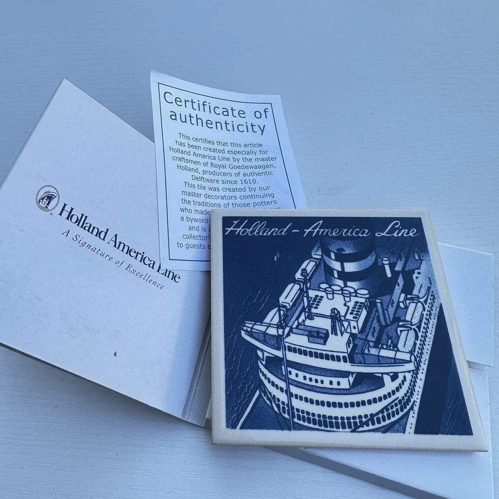 Dining | Hollandamerica Cruise Ship Delft Blue White Tile Coaster Cork ...